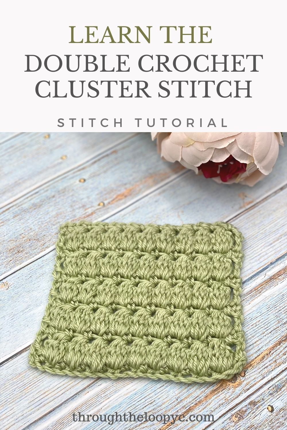 Double Crochet Cluster Stitch - Through The Loop Yarn Craft