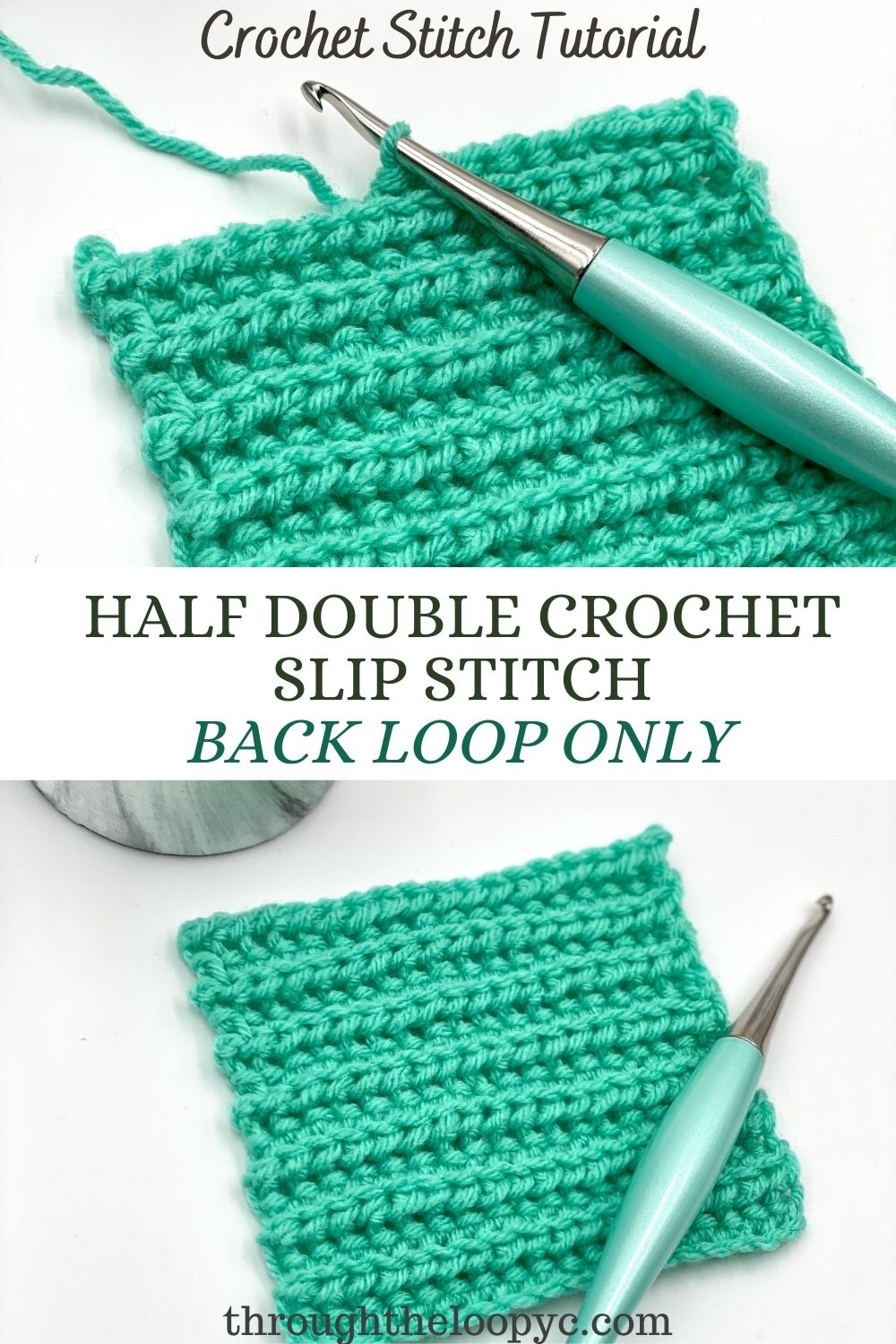 Half Double Crochet Slip Stitch - Through The Loop Yarn Craft