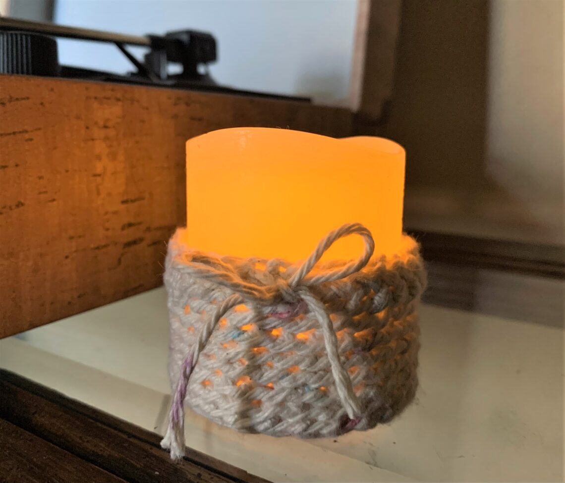 Crochet Candle Cozy Pattern - Through The Loop Yarn Craft