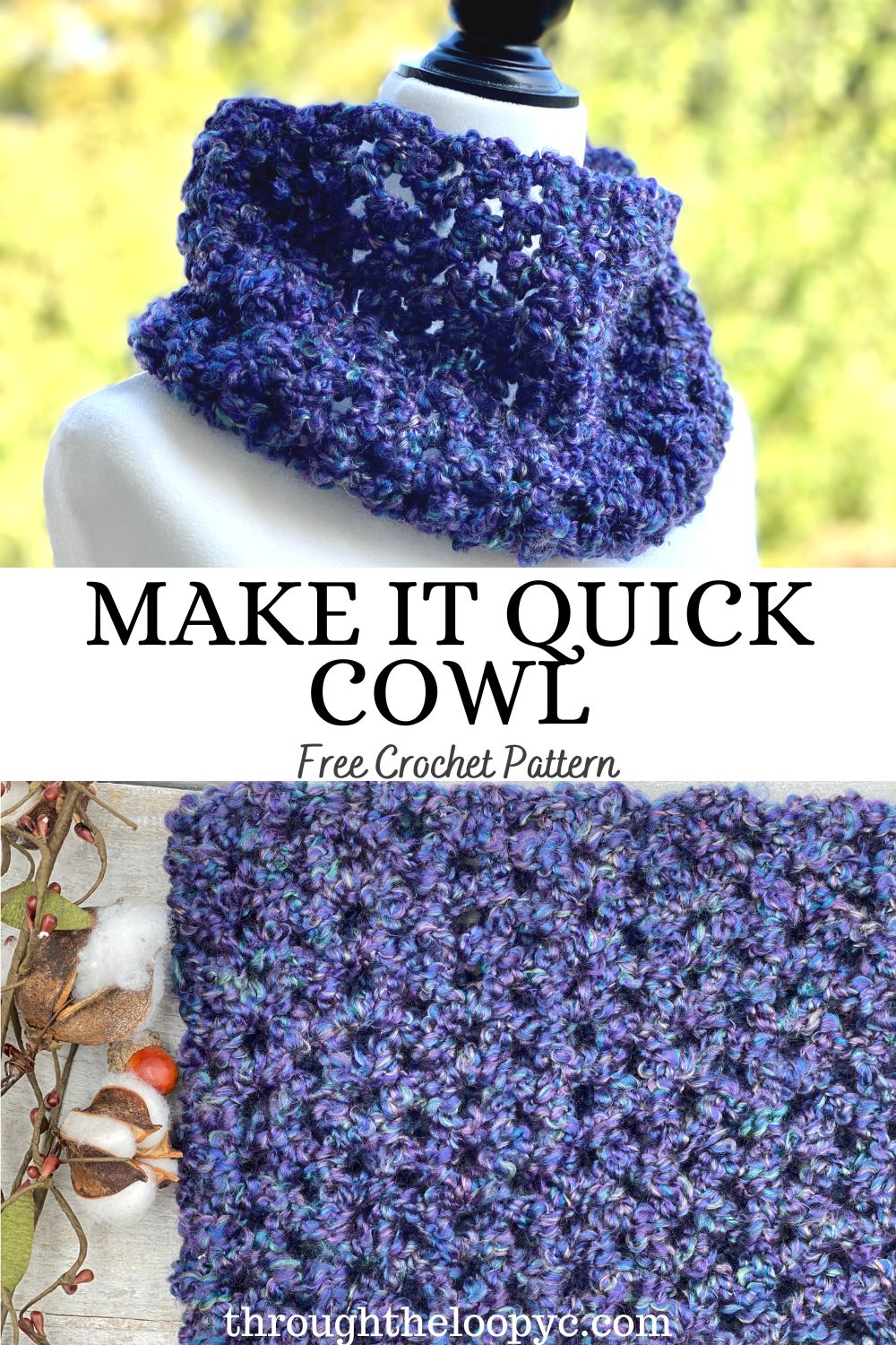 Make It Quick Crochet Cowl Free Pattern - Through The Loop Yarn Craft